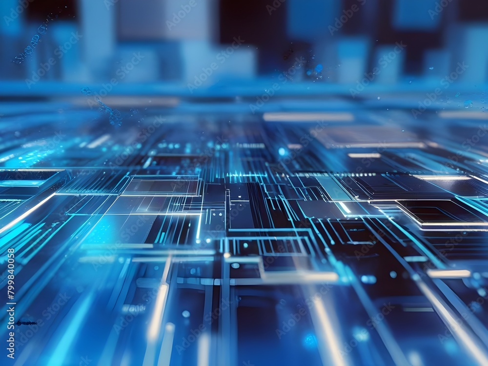 An abstract background featuring stylized waveforms rendered in a cool ...