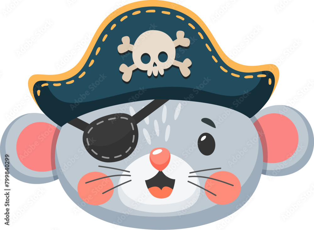 Vetor do Stock: Cartoon mouse animal pirate, filibuster and corsair ...