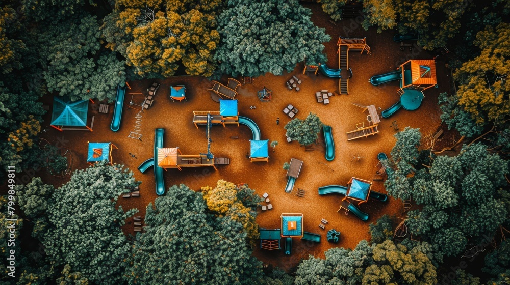 Top view of playground layout for outdoor recreation area design and ...