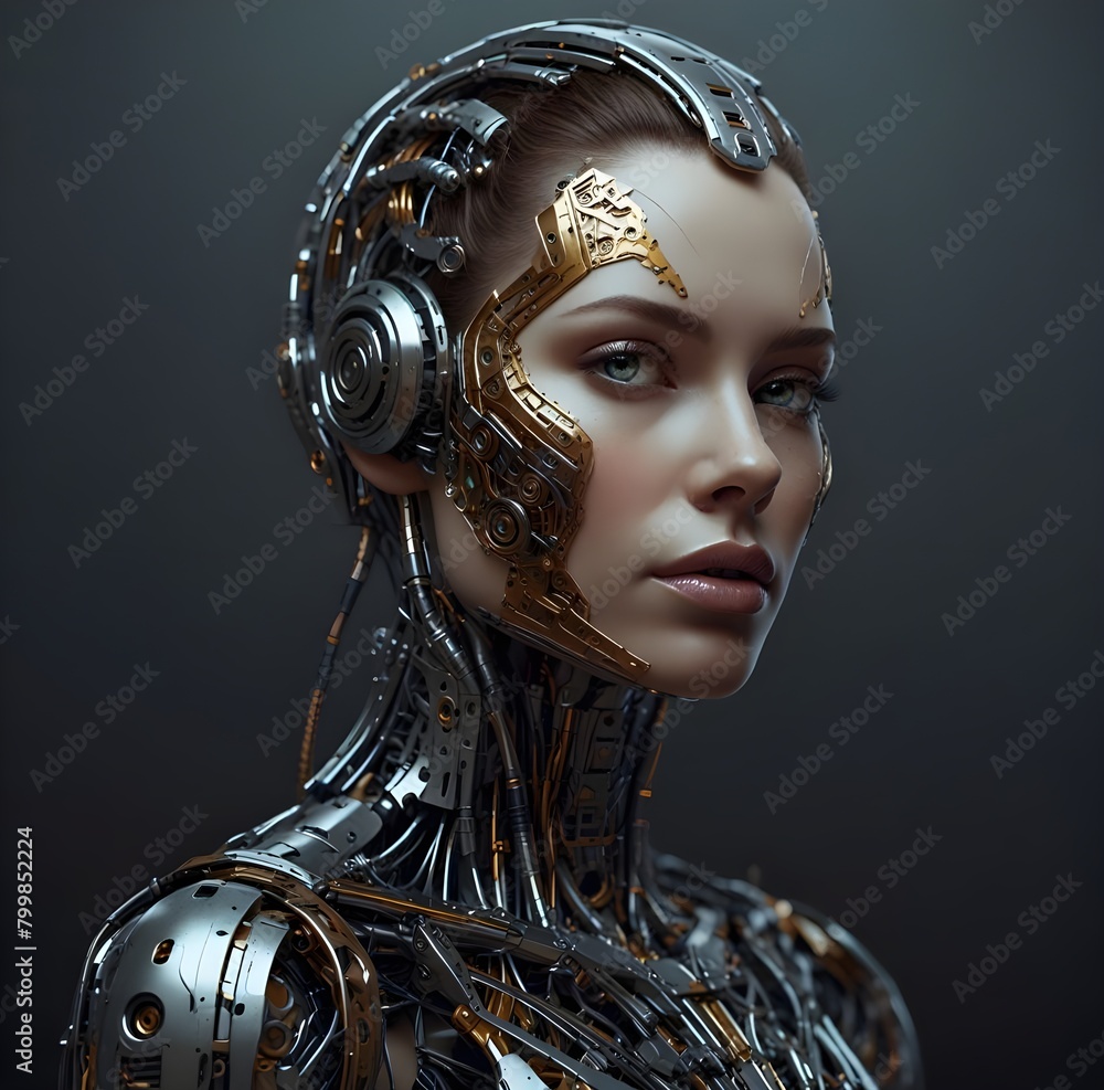 humanoid, female, cyborg, avatar, chatbot, round, icon, face, ai, image ...