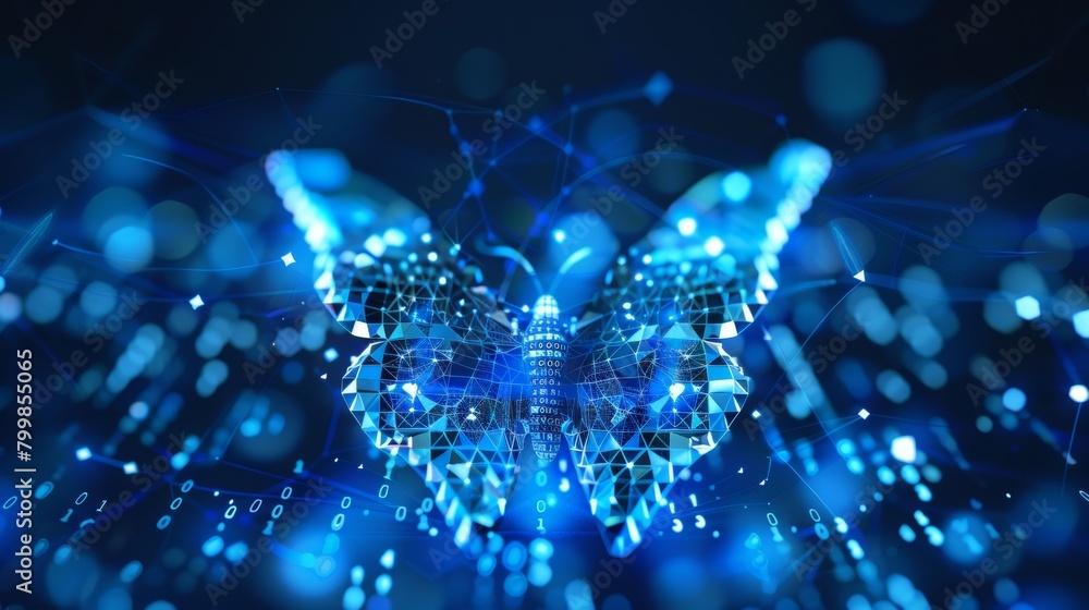 Low poly illustration of a starry sky or Cosmos. The digital flyer ...