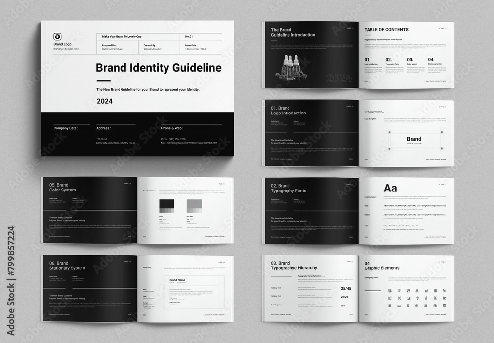 Brand Identity Guidelines Template Design Layout Landscape Stock 템플릿 ...