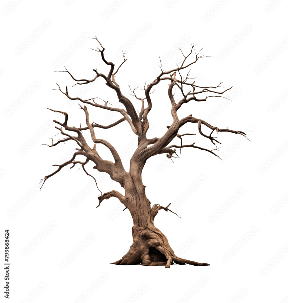 Dead tree with knotty branches isolated on transparent background ...