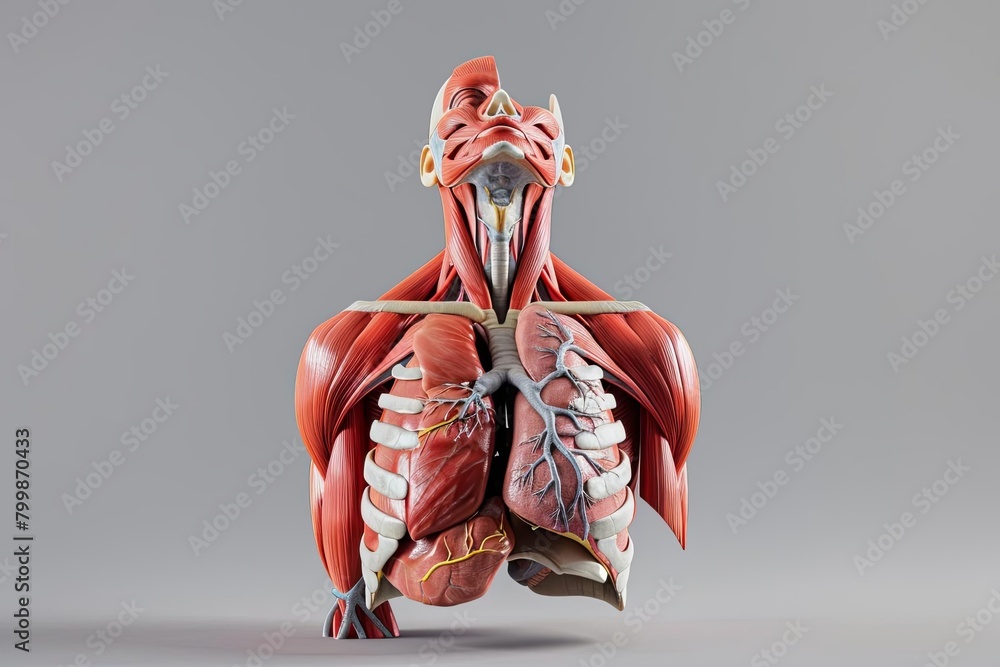 Anatomical rendering of respiratory tract muscles with asthmarelated ...