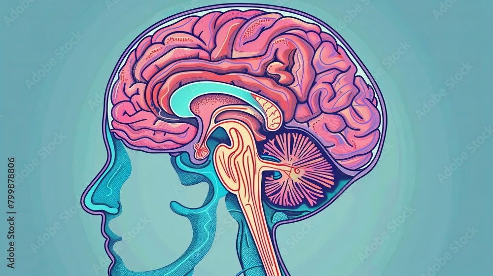 Hypothalamus function in vector art, body regulation processes in ...