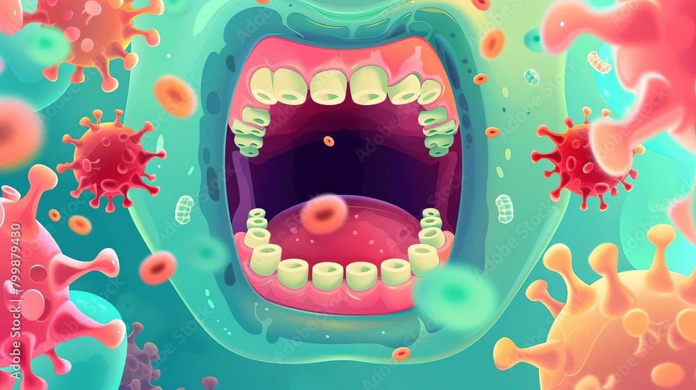 Tonsils in immune action, vector illustration, flat design showcasing ...