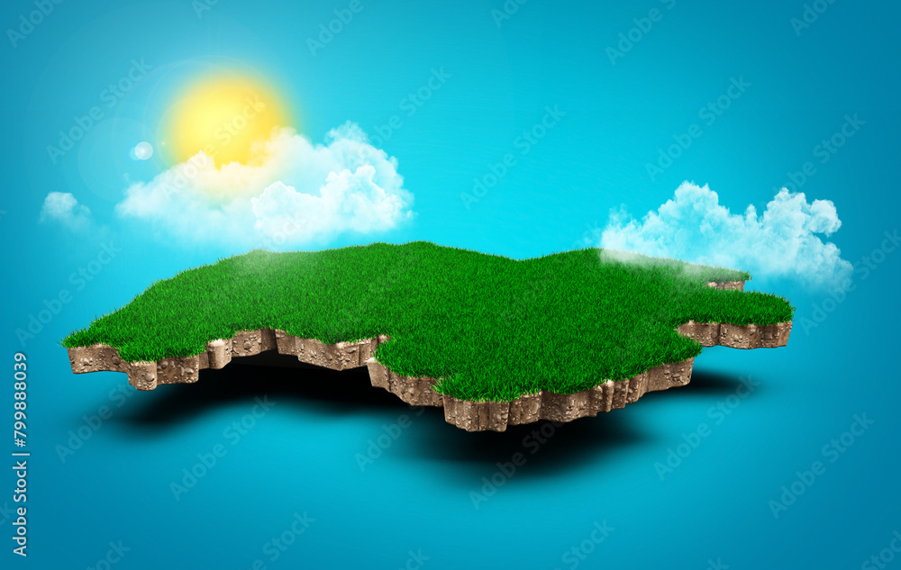 Gabon Map Soil Land Geology Cross Section With Green Grass And Rock ...