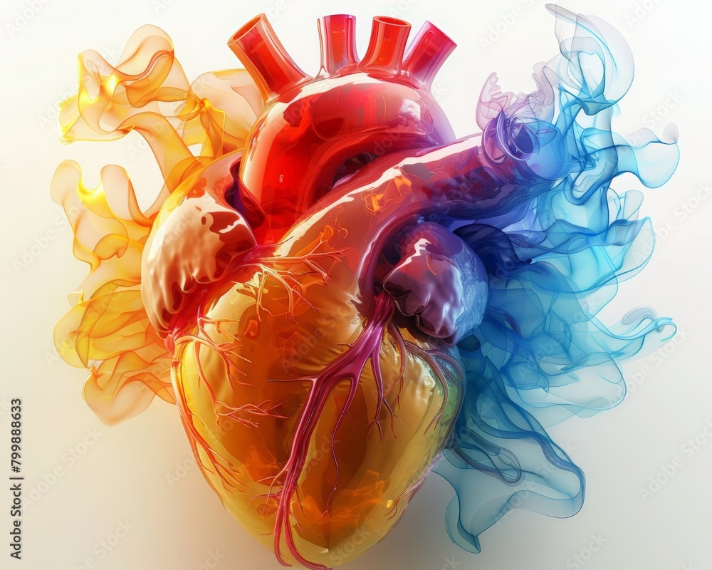 World Heart day banner. Abstract colorful image human heart. Doctor`s ...