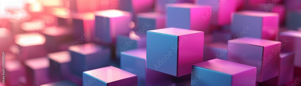 Pink and Purple Tech Background with a Geometric 3D Structure Clean ...