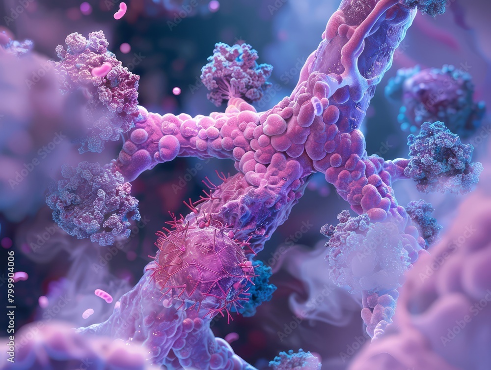 Detailed Streptococcus pneumoniae invading human lung tissue ...