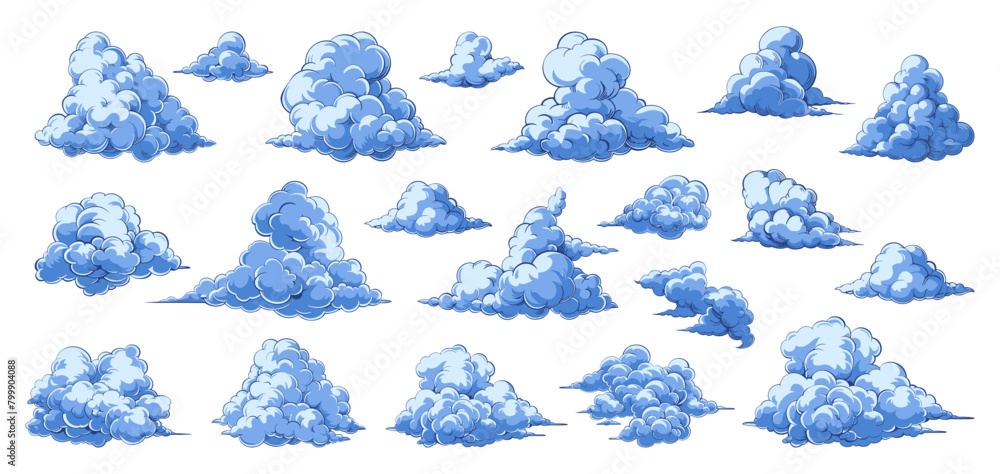 Cartoon Clouds Set. Cumulus cloud Cute and Playful Sky Elements ...