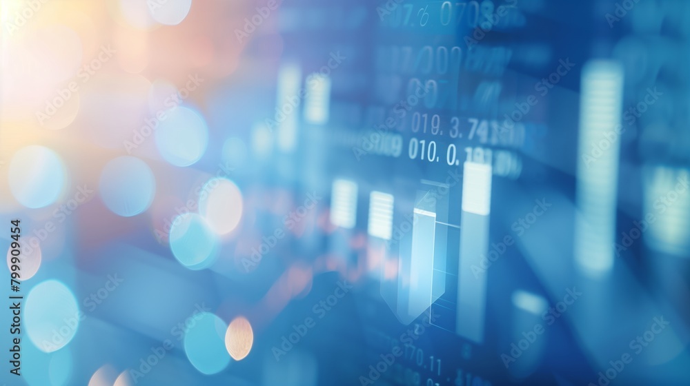 Abstract financial chart with bar graphs and data overlays against a ...
