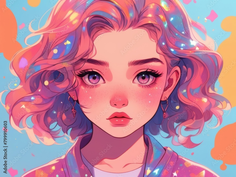 Confident Girl Anime Attitude Girl Bold Anime Girl Portrait Sparkling Glow Girl Short Hair