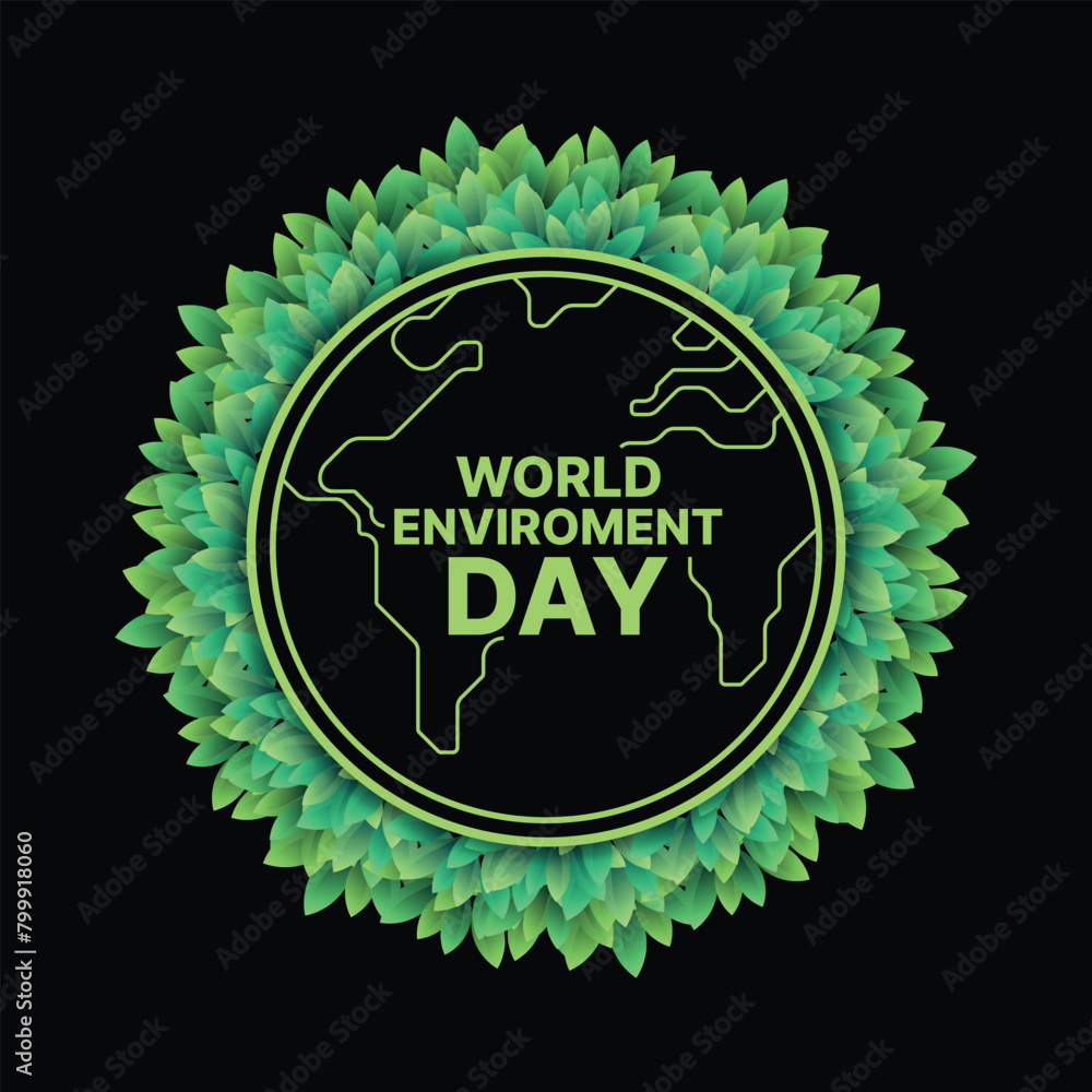 World Enviroment day - Green text on green line globe world sign in ...