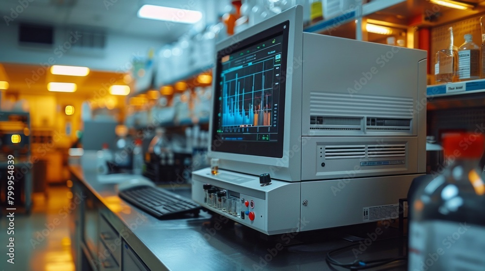 A mass spectrometer analyzing the molecular weight of compounds in a ...