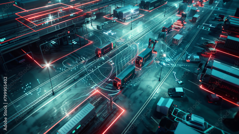 Advanced smart city concept with dynamic traffic flow and connectivity ...