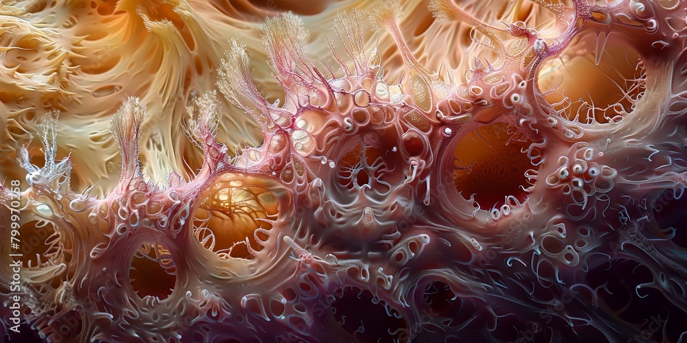 Zoomed-in view of a human hair follicle, high-magnification with ...