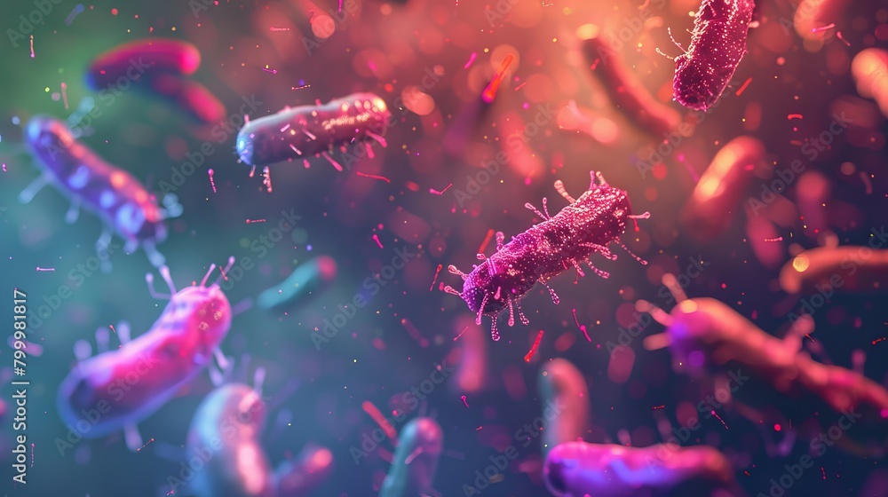 Colorful abstract bacteria illustration with antibiotic resistance ...