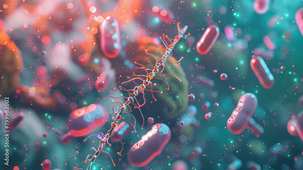 Colorful abstract bacteria illustration with antibiotic resistance ...