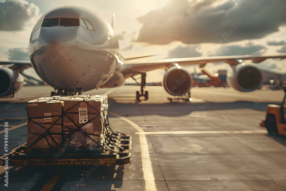 Loading Packages onto a Cargo Plane on the Runway. Concept Aviation ...