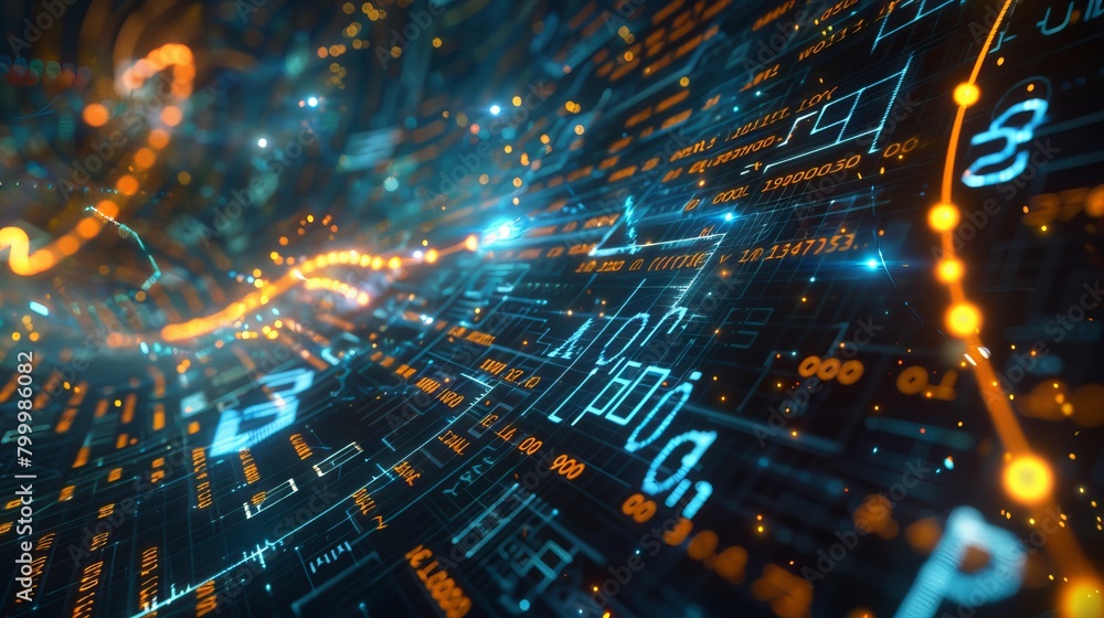 Vibrant digital seamless mathematical formulas: abstract futuristic ...