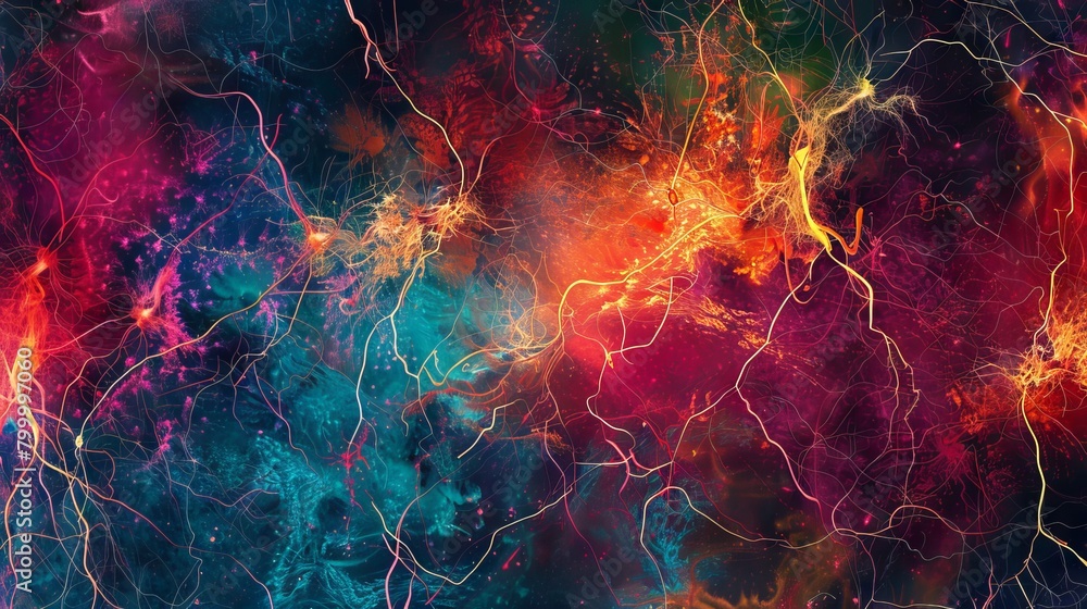 Vibrant neuron creation: abstract brain background for science and ...