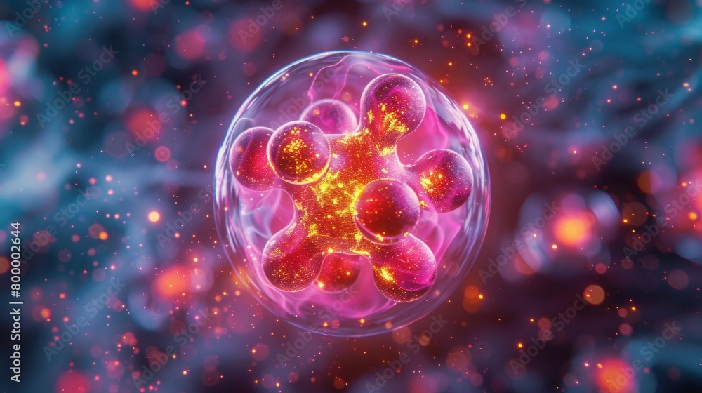 An atom with orbiting electrons, captured in an electron microscope ...