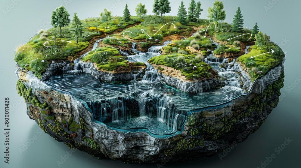An illustration of the phosphorus cycle in Earth's biosphere, showing ...