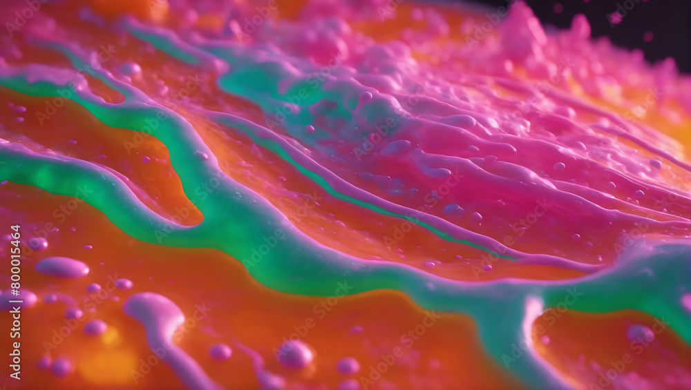 Scene of glowing-colored goo spreading and glowing on a textured ...