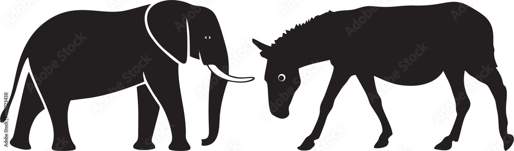 Donkey vs elephant. Republican and Democrat political parties USA ...