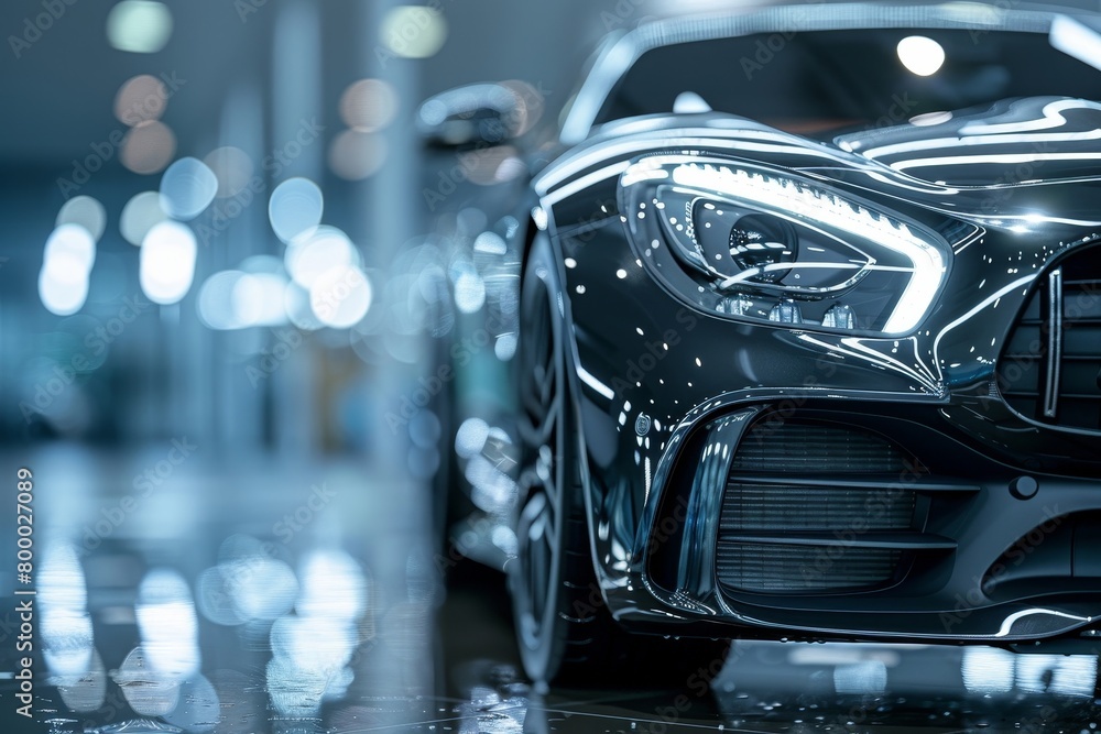 Luxury expensive car parked on dark background. Sport and modern luxury ...