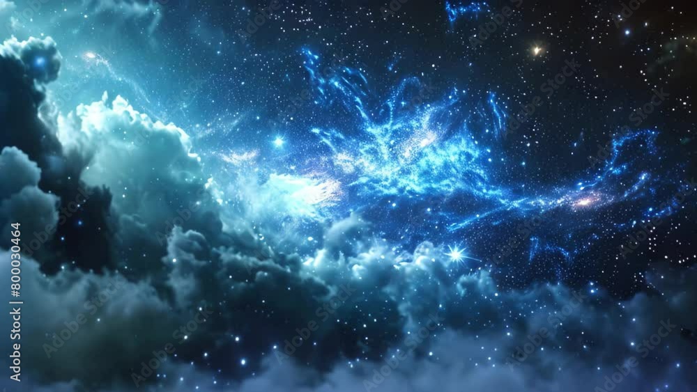 This photo captures a stunning night sky filled with twinkling stars ...