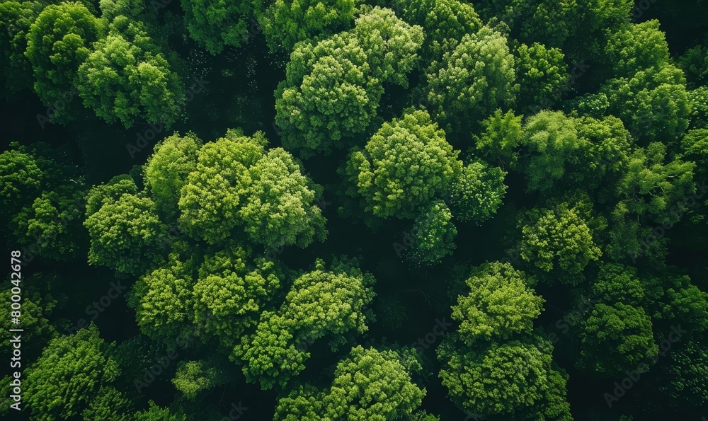 Aerial top view of green trees in forest. Drone view of dense green ...