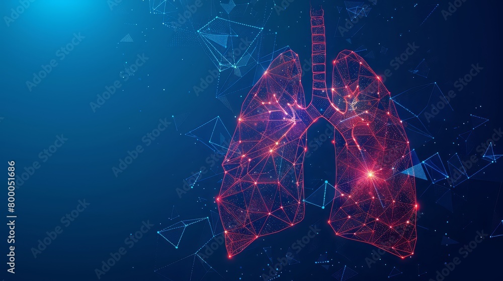 Human lungs depicted through a low poly technology, featuring a ...