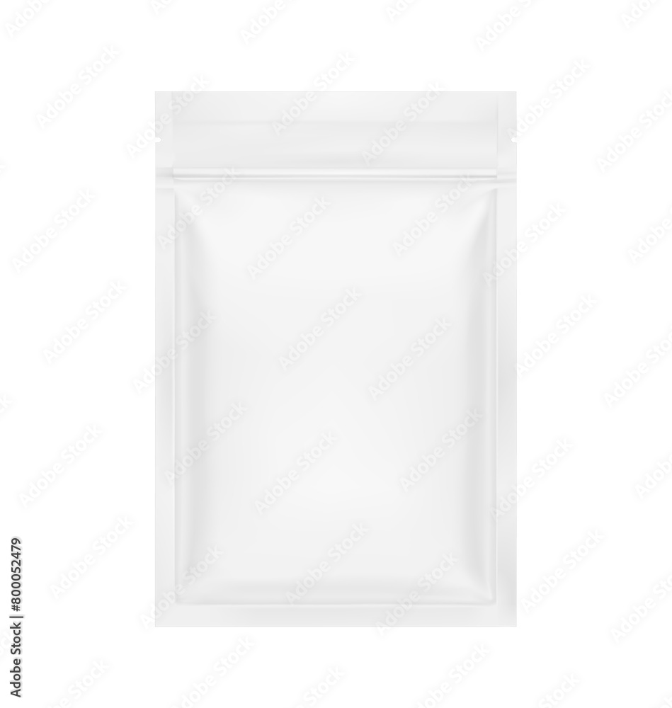 Resealable mylar bag mockup with zip lock and tear notch. Realistic ...