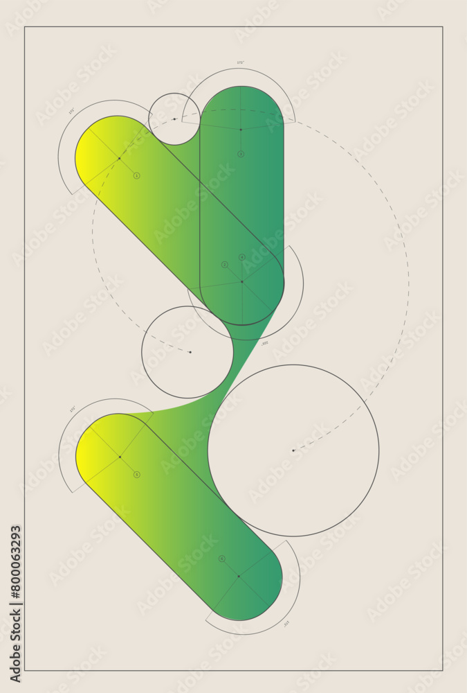 Vector illustration. Abstract figure curved shapes, surrounded by ...