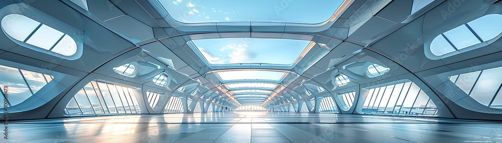 futuristic airport, terminal corridor,modern architecture,innovative ...