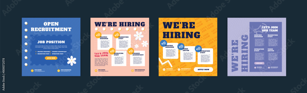 We're hiring. Job vacancy banner. Job offer flyer template. Job vacancy ...
