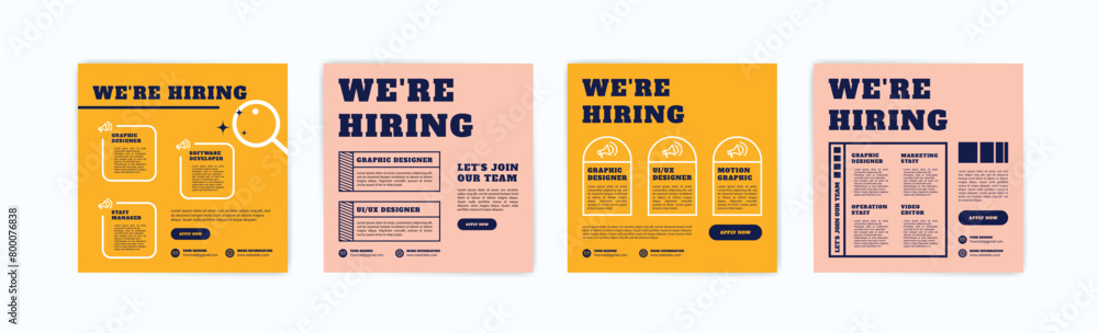We're hiring. Job vacancy banner. Job offer flyer template. Job vacancy ...