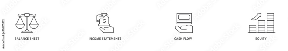 Financial statements icons set collection illustration of graph ...