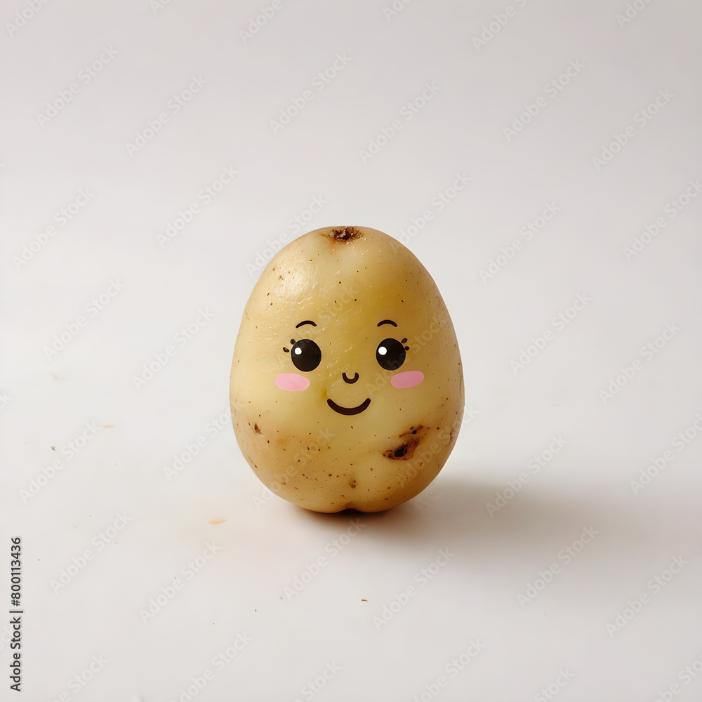 Healthy fresh happy potato with eyes and mouth isolated background ...