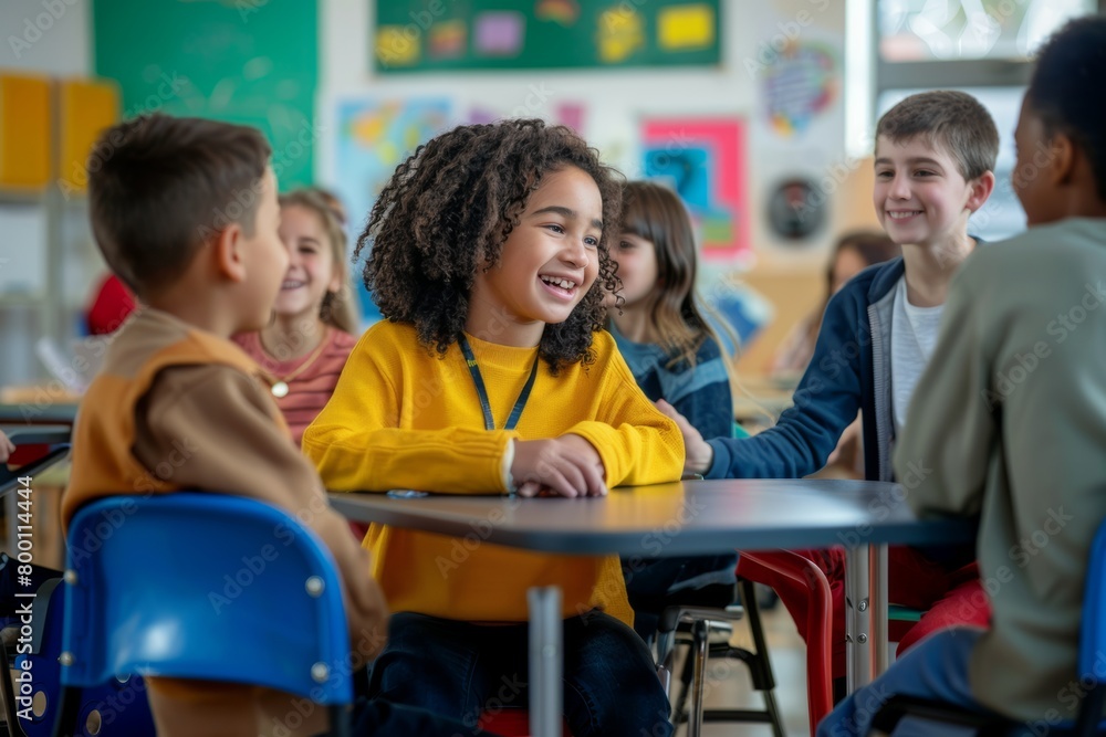 group of diverse students in inclusive classroom environment Stock ...