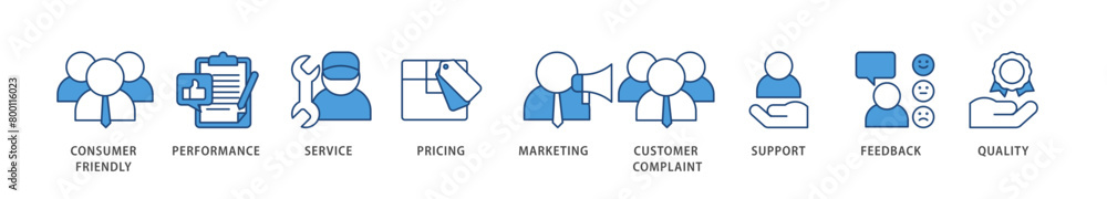 Customer satisfaction icons set collection illustration of consumer ...