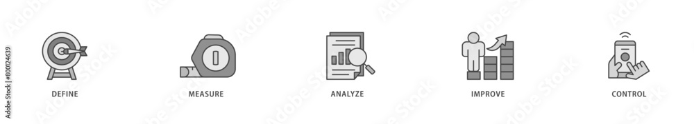 Dmaic icons set collection illustration of management, performance ...