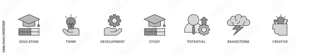 Knowledge transfer icons set collection illustration of connection ...