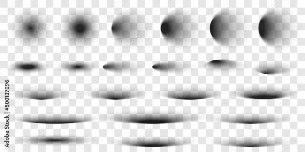 Realistic round shadow with soft edges. Gray round and oval shadows ...