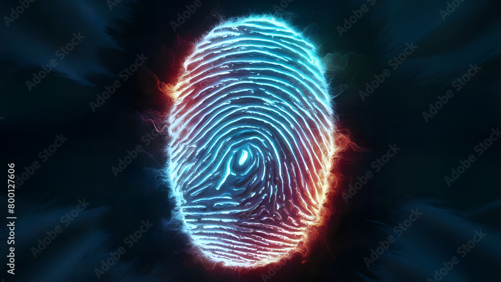 A close-up photograph of a fingerprint, each microscopic detail is ...