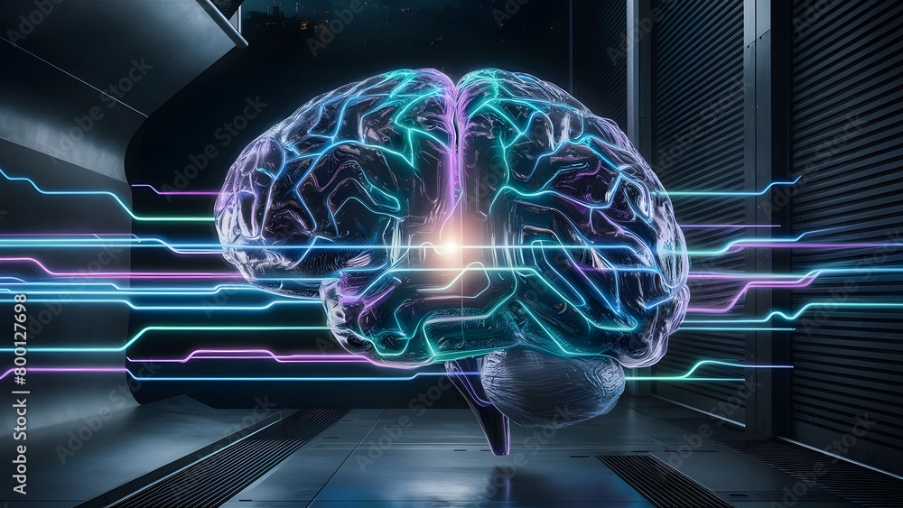 A futuristic, networked brain that exudes a high-tech vibe, The brain ...