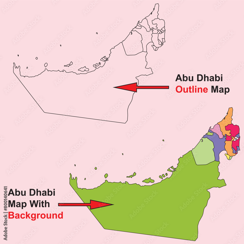abu Dhabi map vector, outline, political , road, tourist, city, metro ...