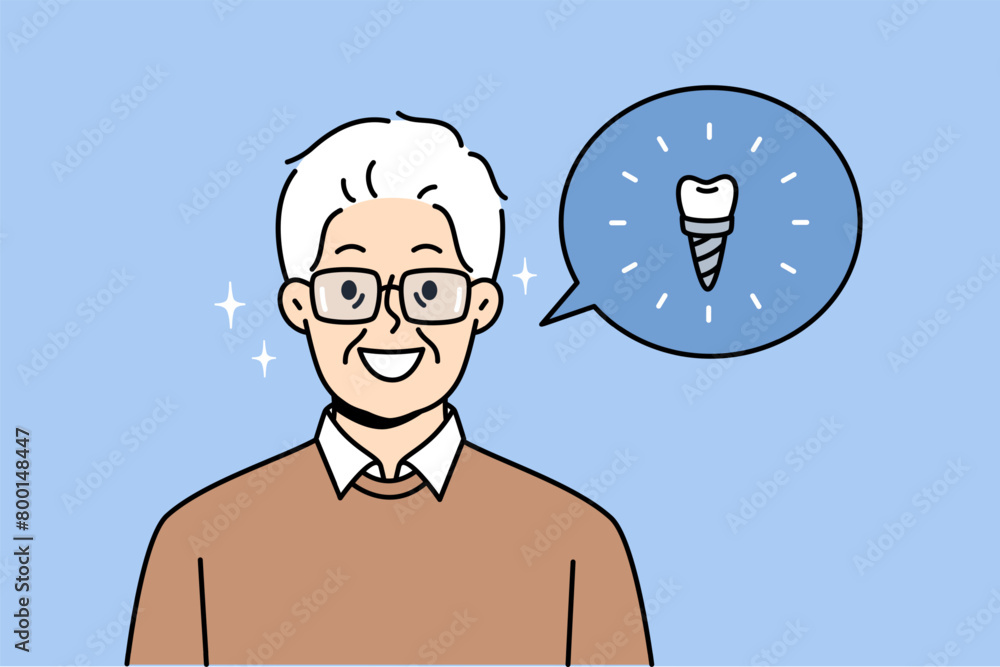 Dental implant for older men visiting dentist or orthodontist to ...